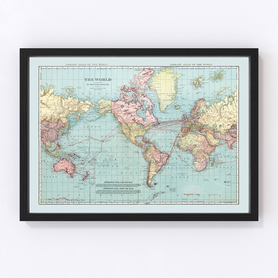 World Map 1912, Vintage World Map, Old World Art, Wall Art Gift for ...