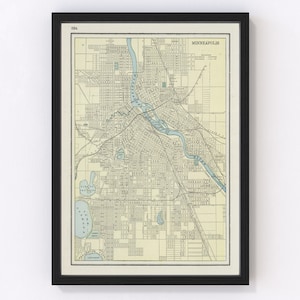Minneapolis Map 1901 - Old Map of Minneapolis Minnesota Art Vintage ...