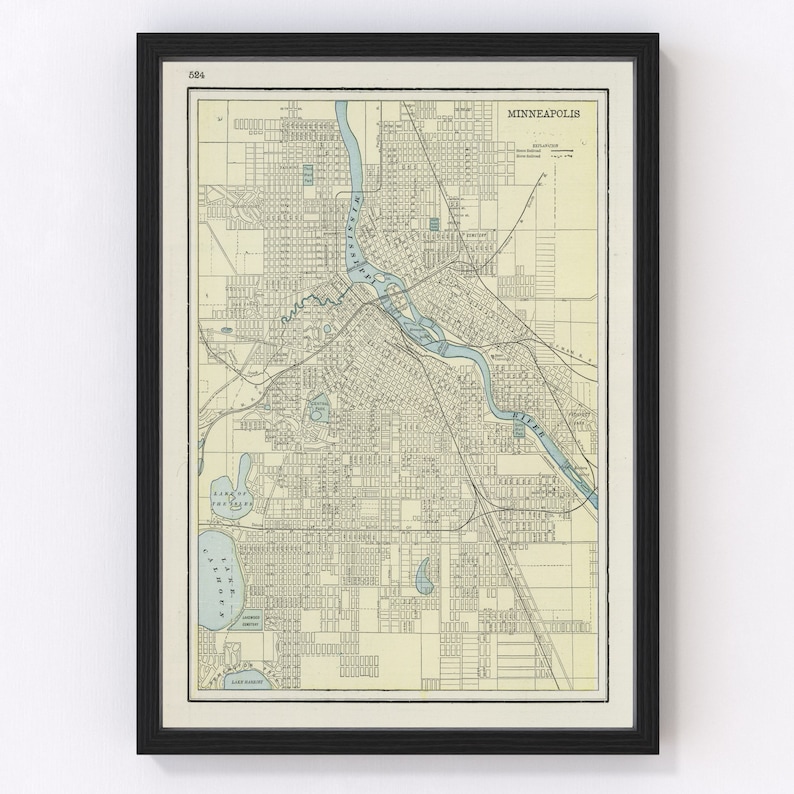 Minneapolis Map 1901 Old Map of Minneapolis Minnesota Art - Etsy