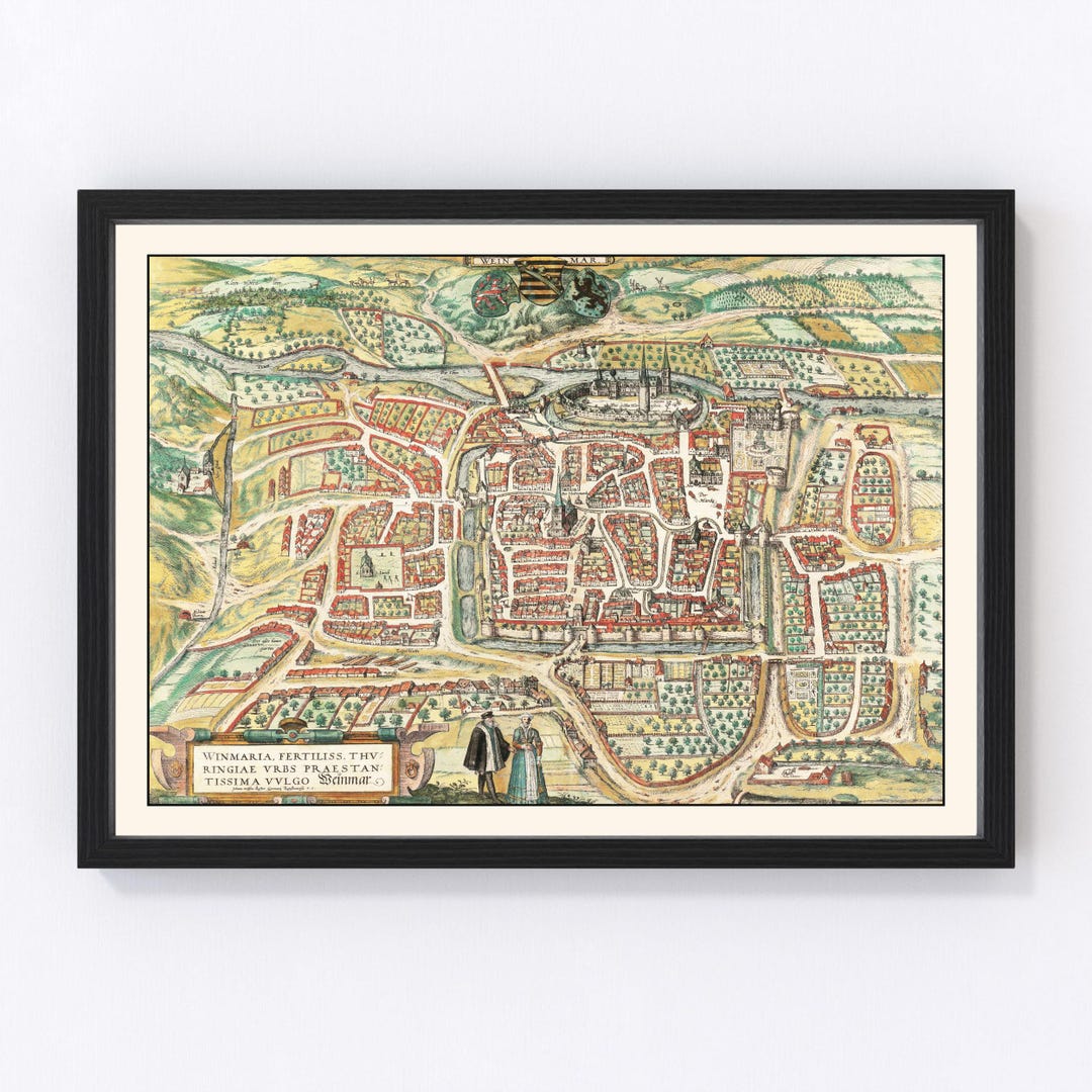 Weimar Map 1582, Vintage Weimar Map, Old Weimar Art, Wall Art Gift for ...