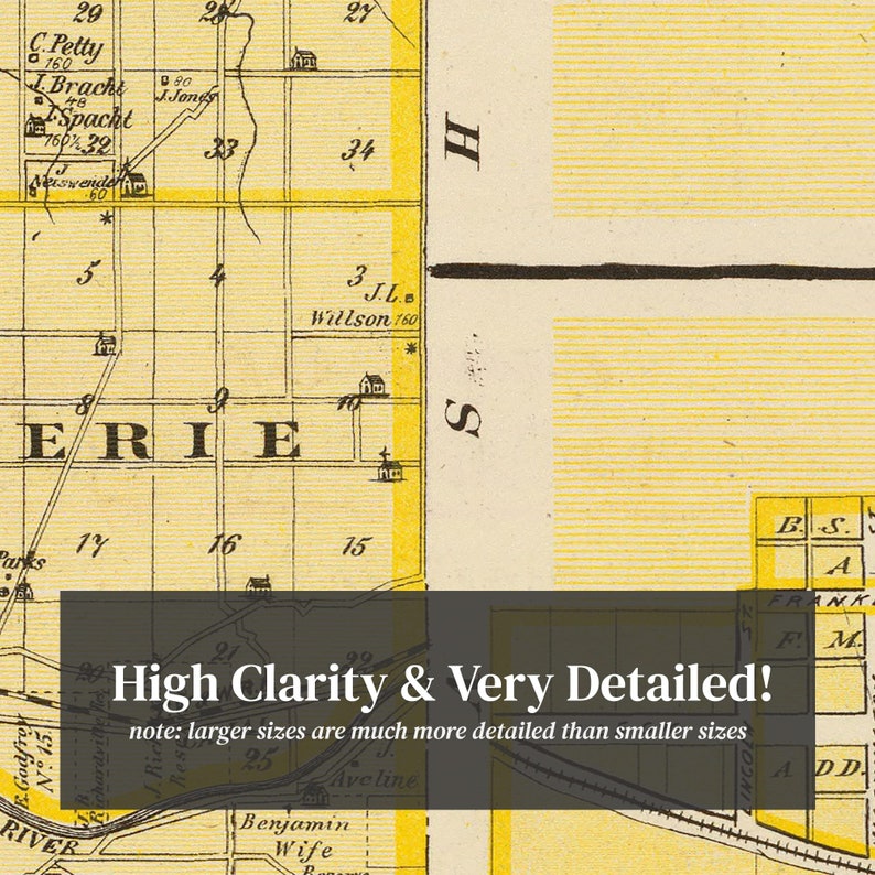 Miami County Map 1876, Vintage Miami County Map, Old Miami County ...