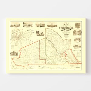 Schenectady County New York Map 1856 Old Map of Schenectady County New ...