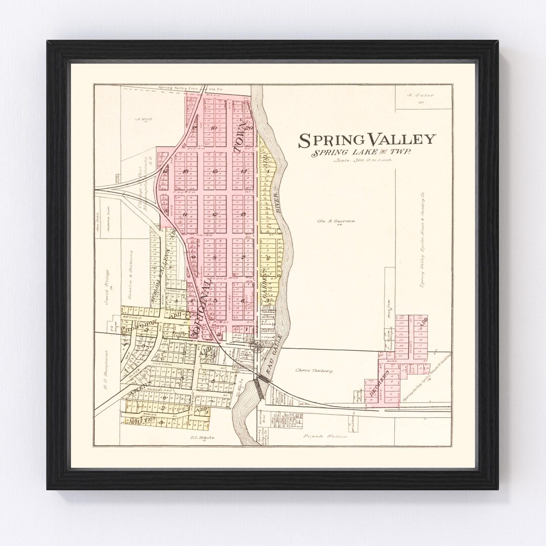Spring Valley Map 1908, Vintage Spring Valley Map, Old Spring Valley ...