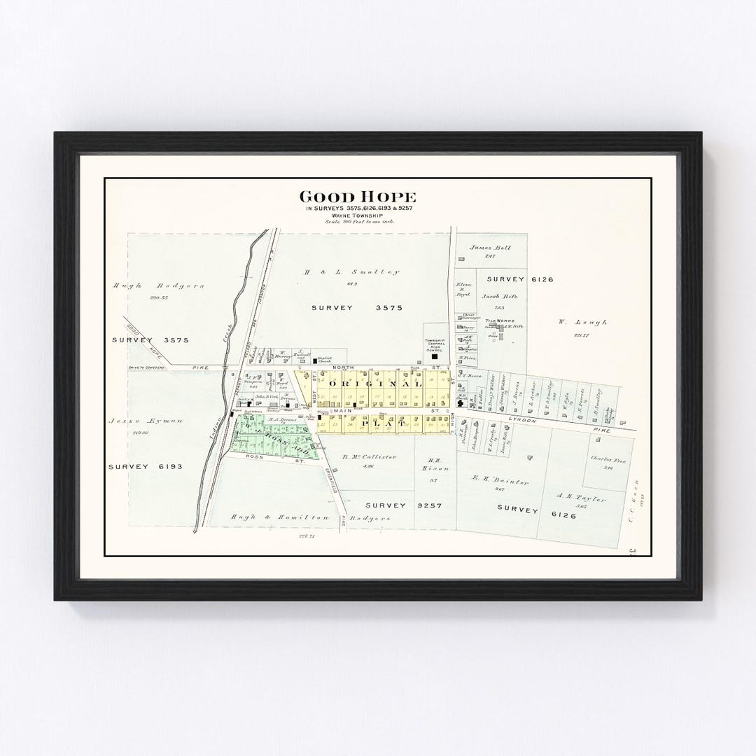 Good Hope Map 1913, Vintage Good Hope Map, Old Good Hope Ohio Art, Wall ...