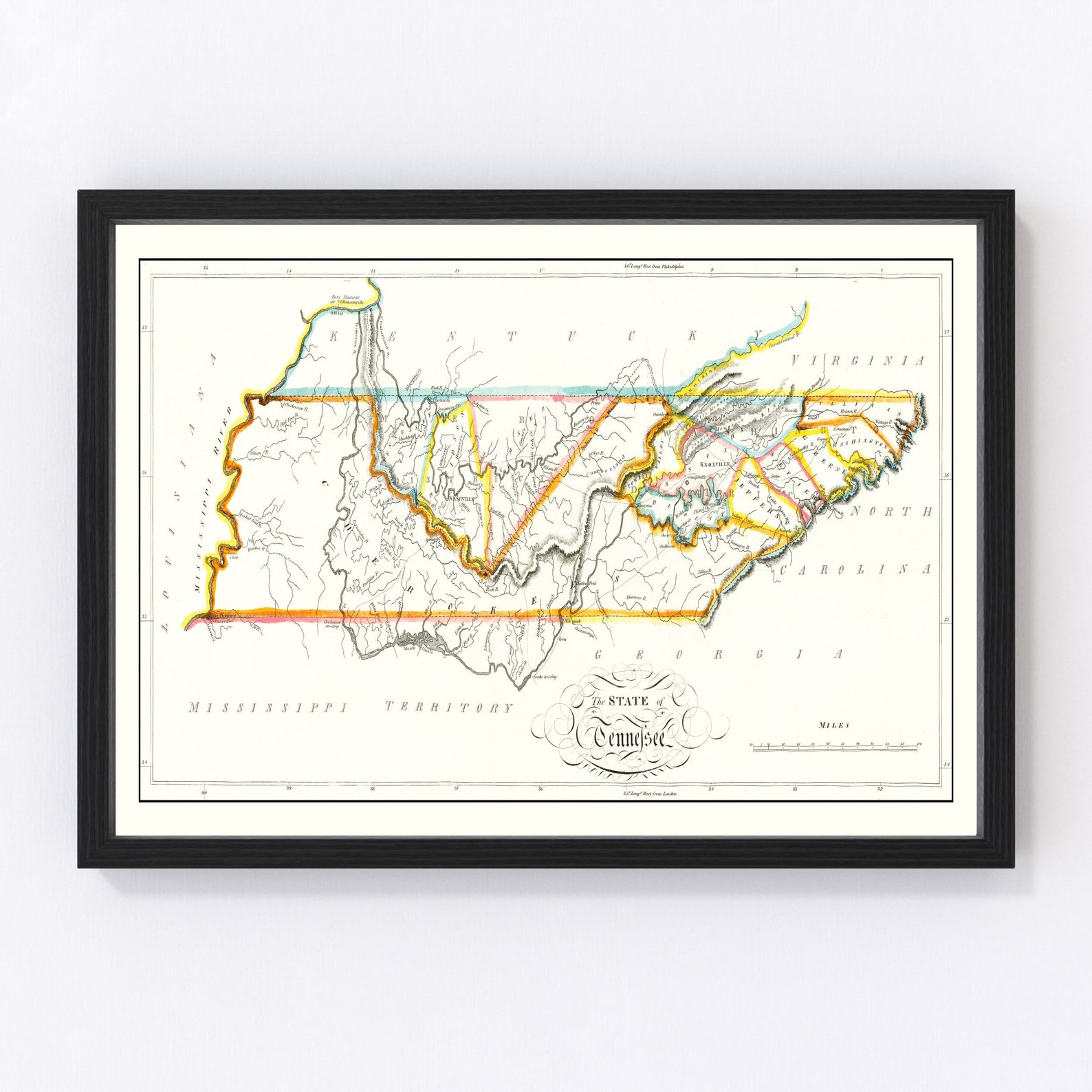 Tennessee Map 1814 Old Map of Tennessee Art Vintage Print - Etsy