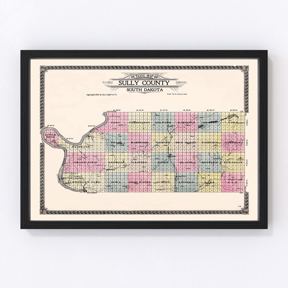 Sully County SD Map 1916 Old Map of Onida South Dakota Art - Etsy.de
