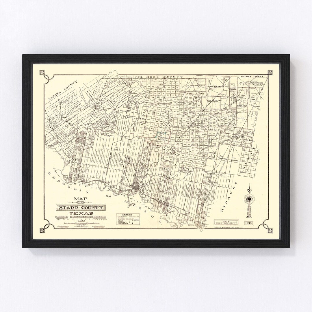 Starr County Map 1935, Vintage Starr County Map, Old Starr County Texas ...