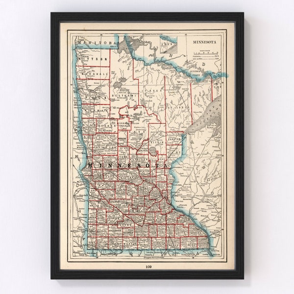 Old Minnesota Map - Etsy