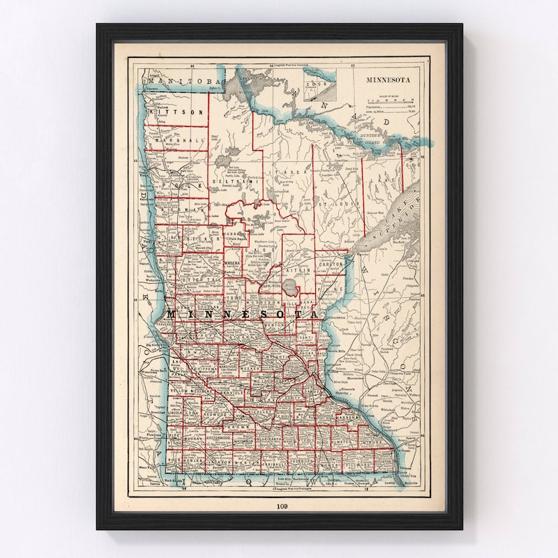 Old Minnesota Map - Etsy