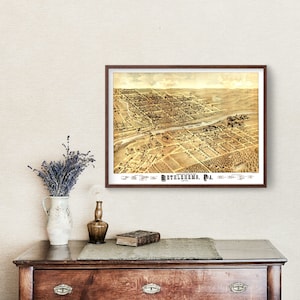 Bethlehem Map 1878 - Old Map of Bethlehem Pennsylvania Art Vintage ...
