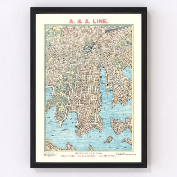 Sydney Map 1902 Old Map of Sydney Australia Art Vintage - Etsy