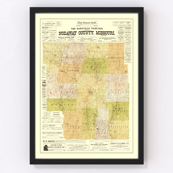 Nodaway County Missouri Map 1906 Old Map of Nodaway County - Etsy