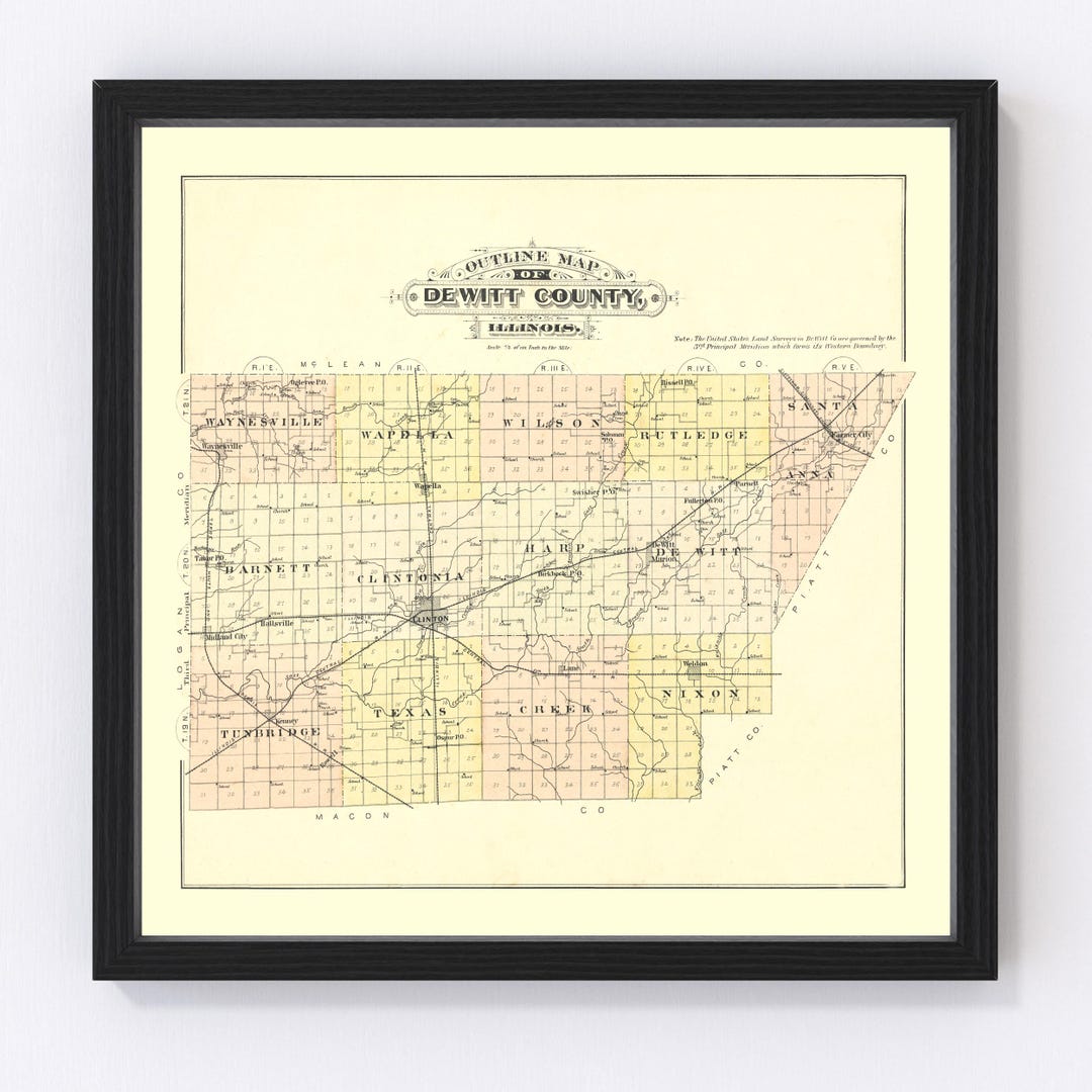 De Witt County Map 1894, Vintage De Witt County Map, Old De Witt County ...
