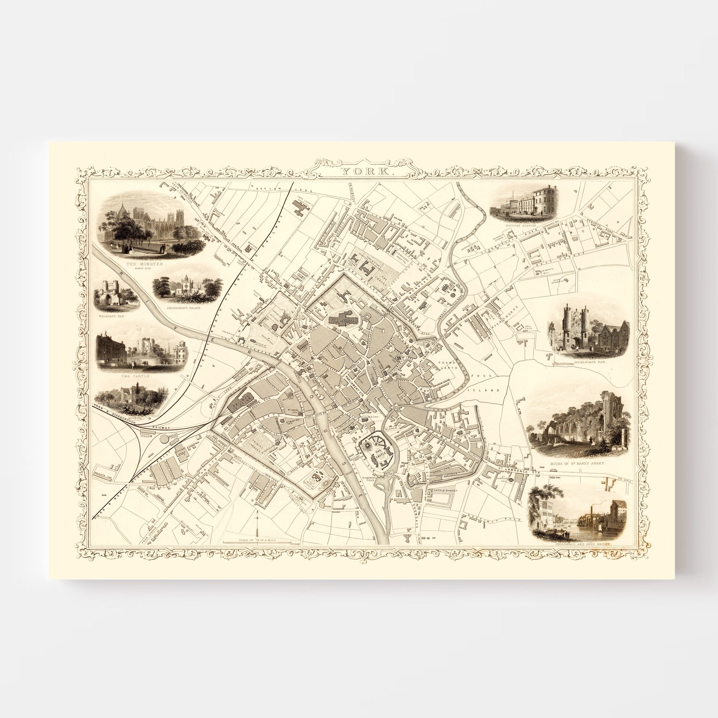 York Map 1851 Old Map of York United Kingdom Art Vintage - Etsy UK