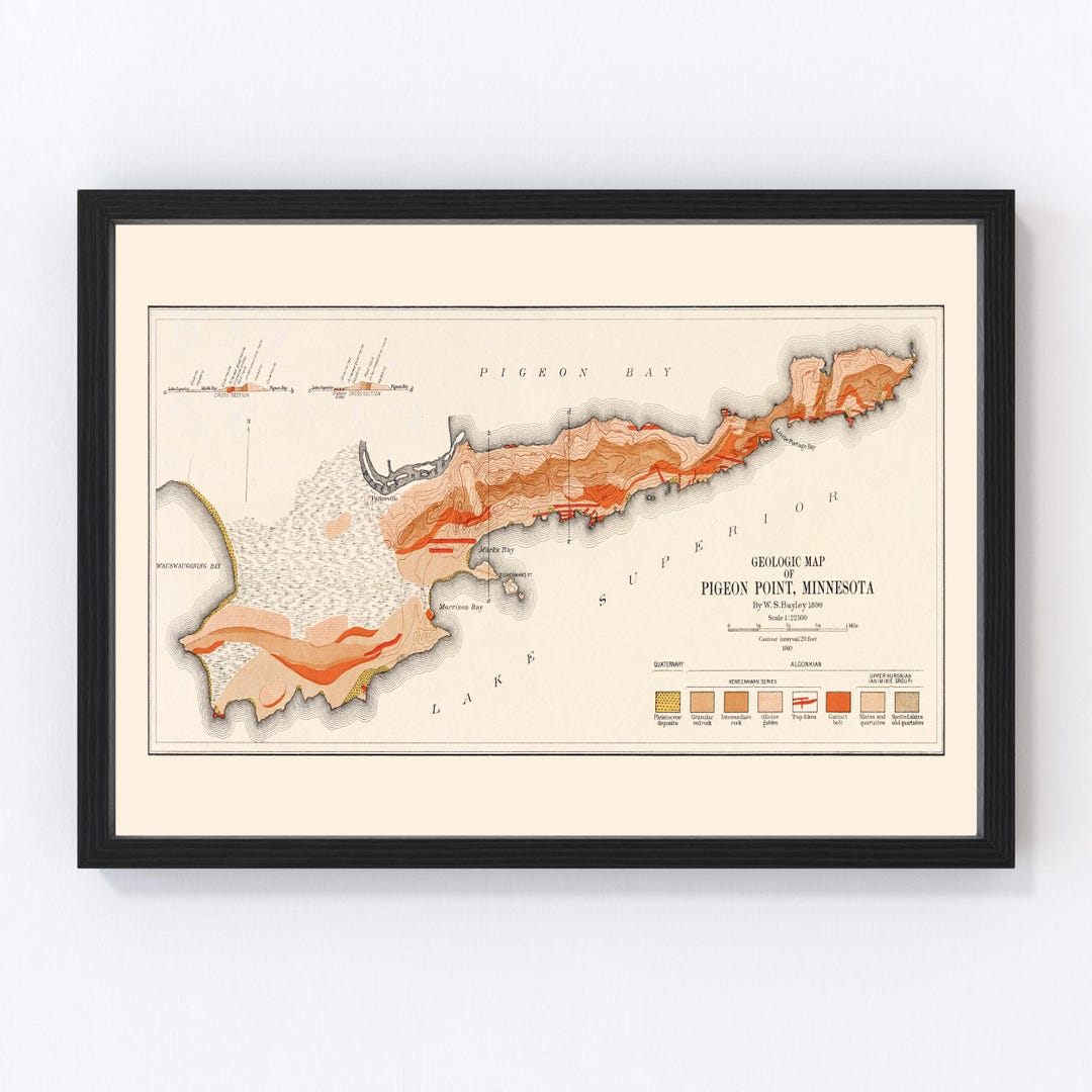 Pigeon Point Map 1910 Old Map of Pigeon Point Art Vintage Print Framed ...