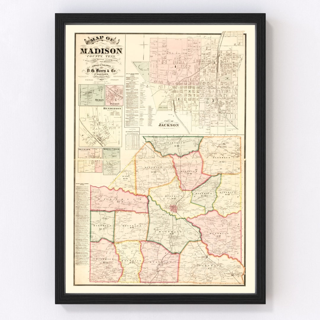 Madison County Map 1877, Vintage Madison County Map, Old Madison County ...