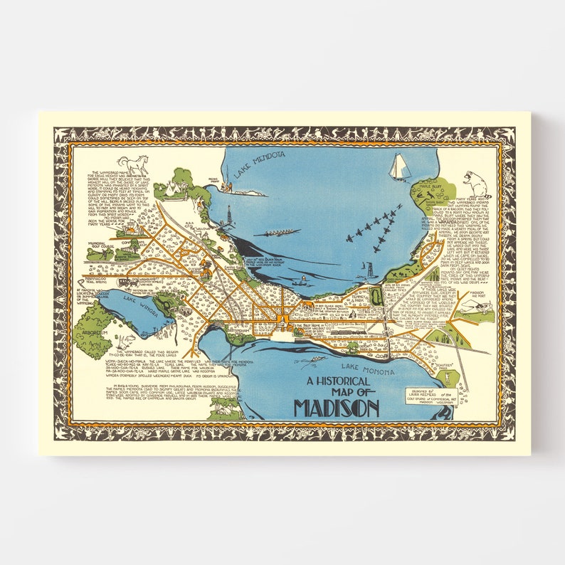 Madison Map 1924 Old Map of Madison Wisconsin Art Vintage - Etsy