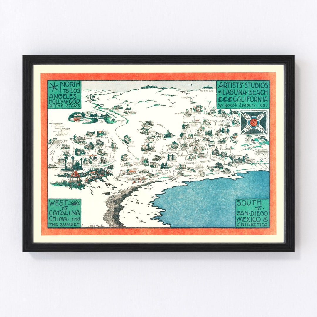 Laguna Beach Map 1947 - Old Map of Laguna Beach California Art Vintage ...