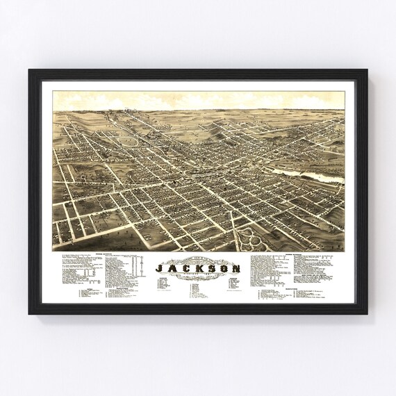 Jackson Map 1881 Old Map of Jackson Michigan Art Vintage - Etsy
