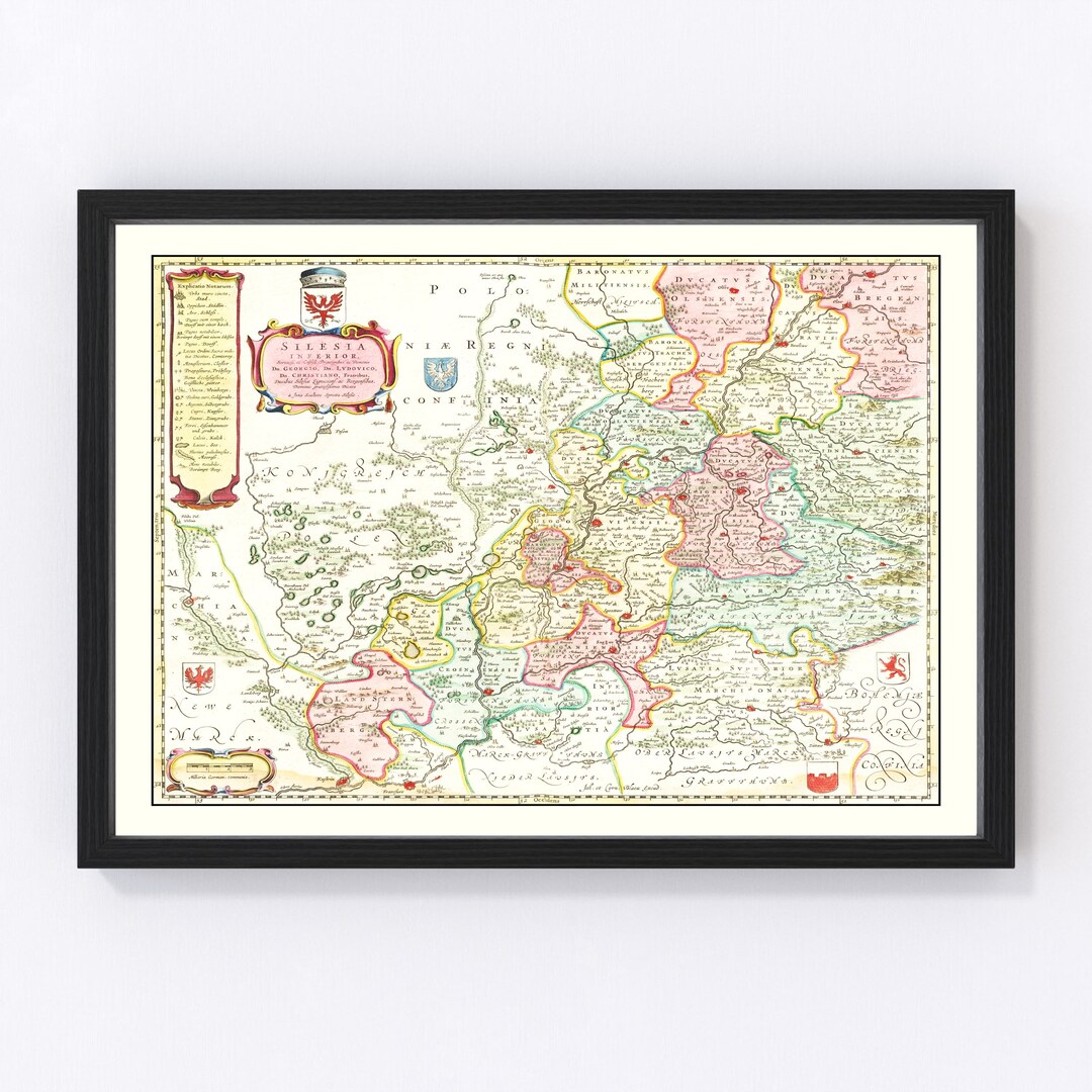 Lower Silesia Map 1665 Old Map of Lower Silesia Germany, Prussia ...
