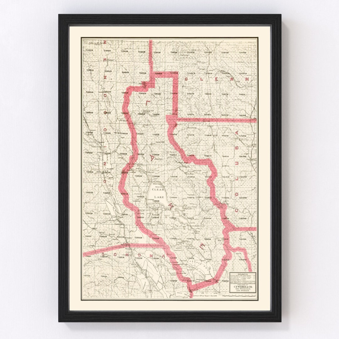 Lake County Map 1914, Vintage Lake County Map, Old Lake County ...