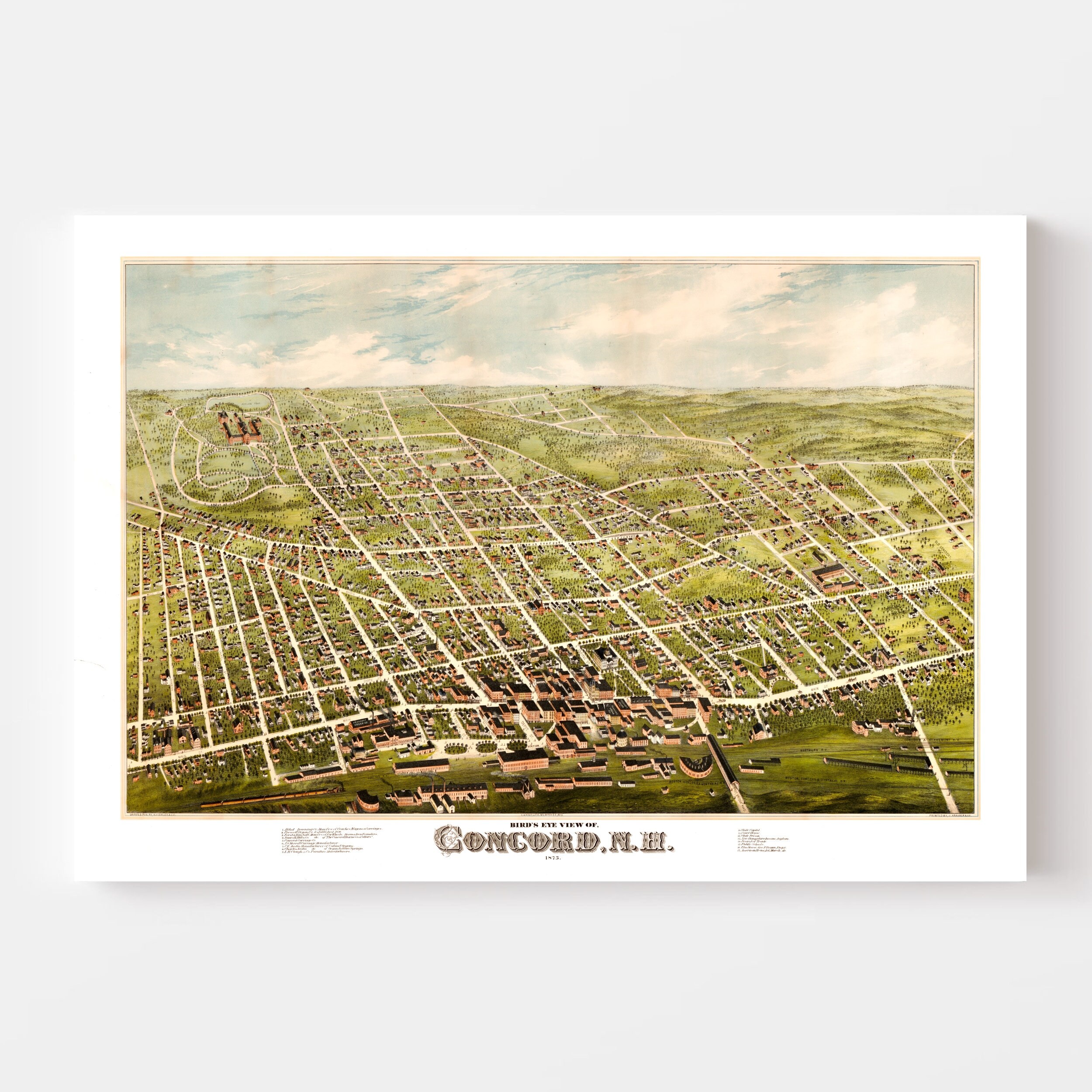 Concord Map 1875 Old Map of Concord New Hampshire Art - Etsy Australia