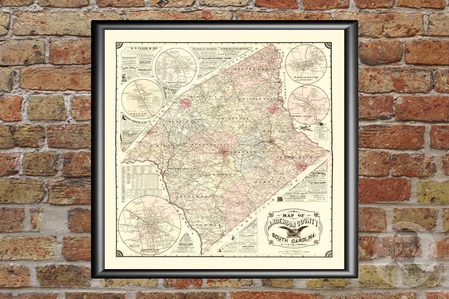 Vintage Anderson County Map 1897 Old Map of Anderson County | Etsy