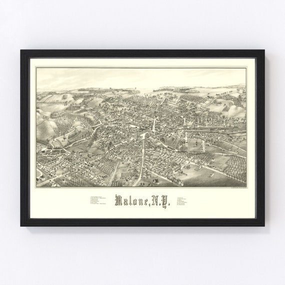 Malone Map 1886 Old Map of Malone New York Art Vintage Print - Etsy