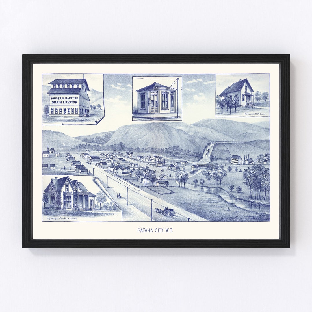 Pataha City Map 1889, Vintage Pataha City Map, Old Pataha City ...