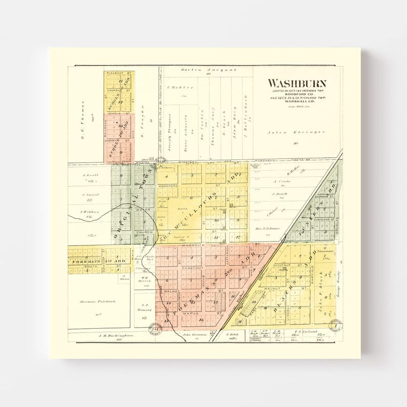 Washburn Map 1893, Vintage Washburn Map, Old Washburn Illinois Art ...