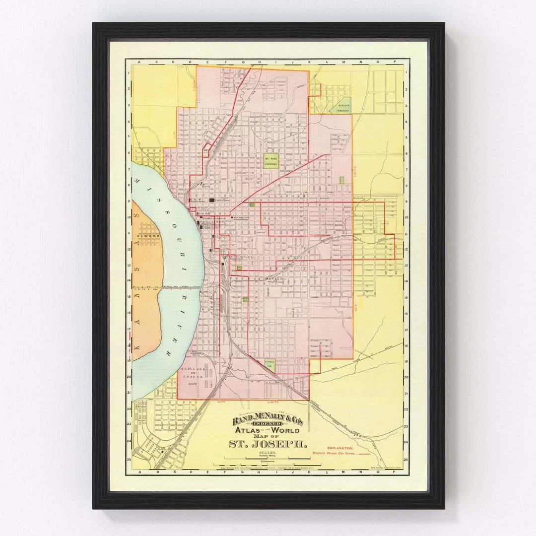 Saint Joseph Map 1897 Old Map of Saint Joseph Missouri Art Vintage ...