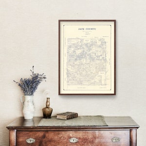 Jack County TX Map 1925 Old Map of Texas Art Vintage Print Framed ...
