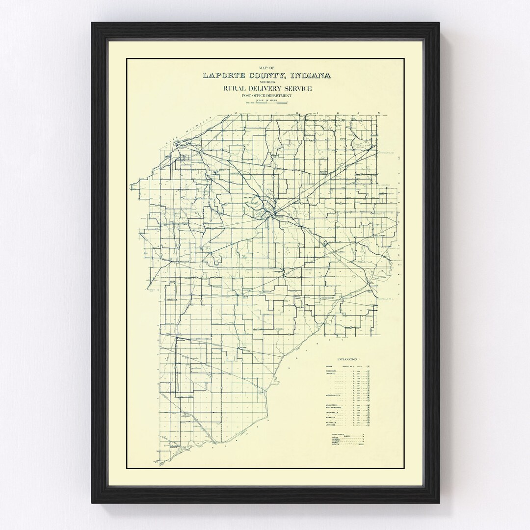 Laporte County Map 1910, Vintage Laporte County Map, Old Laporte County ...