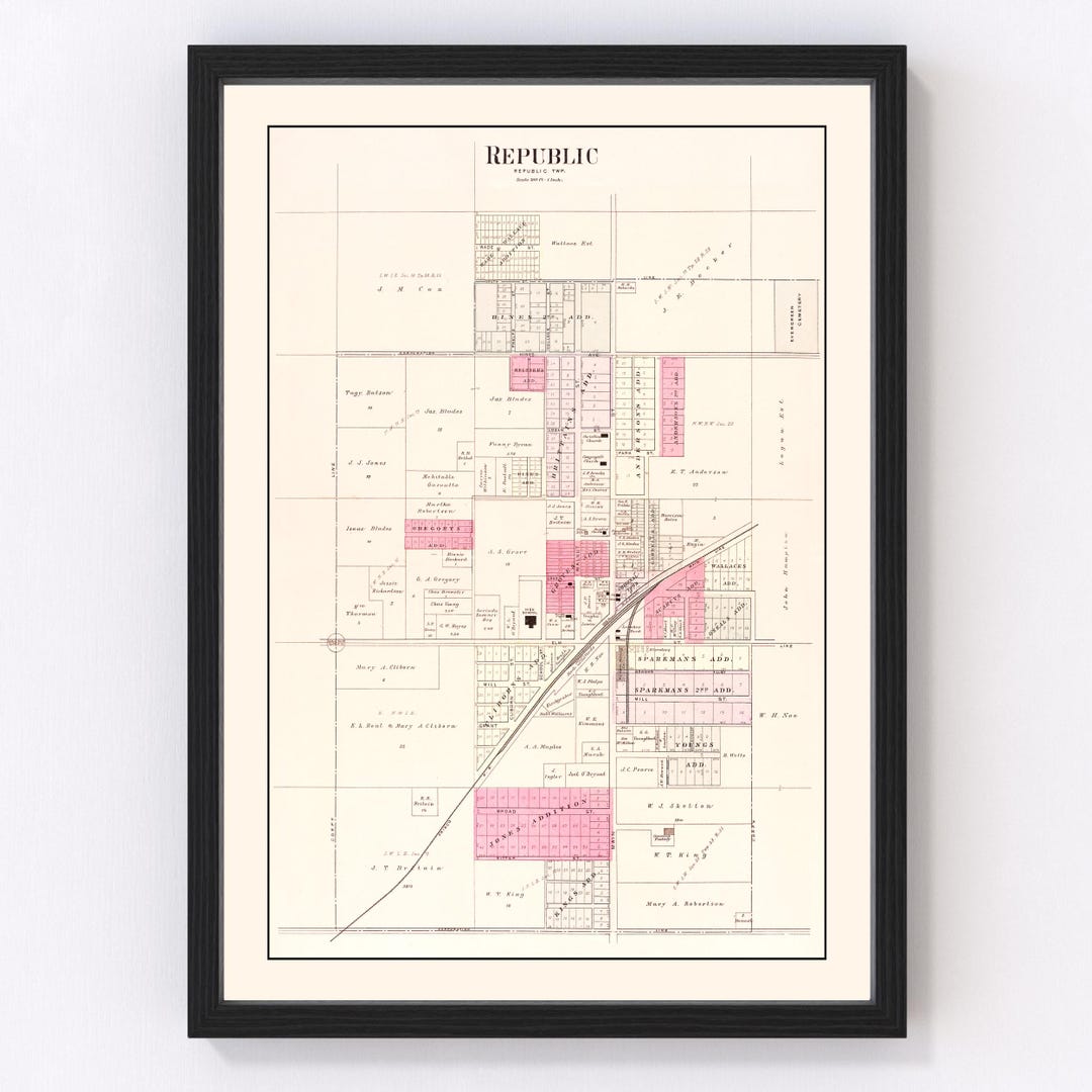 Republic Map 1904, Vintage Republic Map, Old Republic Missouri Art ...