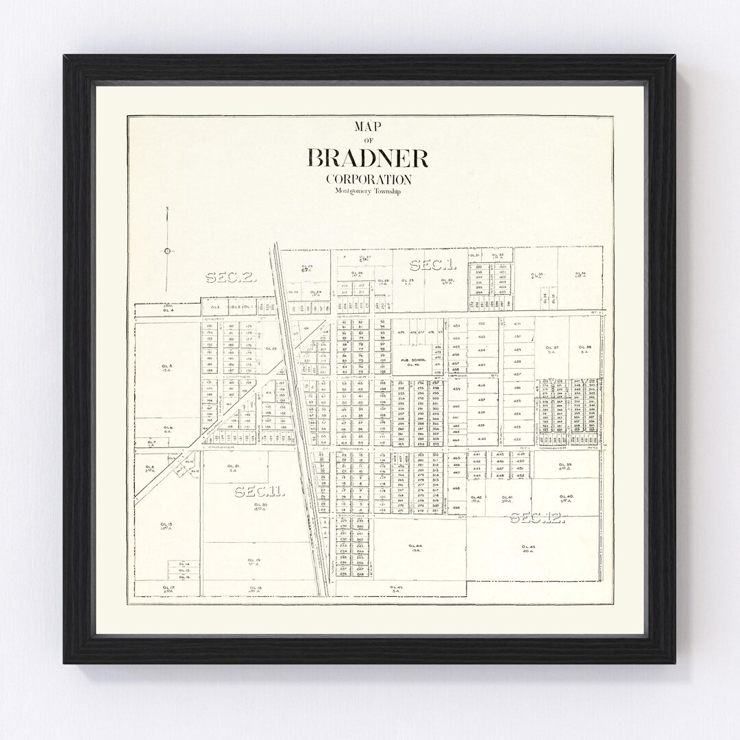 Bradner Map 1912, Vintage Bradner Map, Old Bradner Ohio Art, Wall Art ...