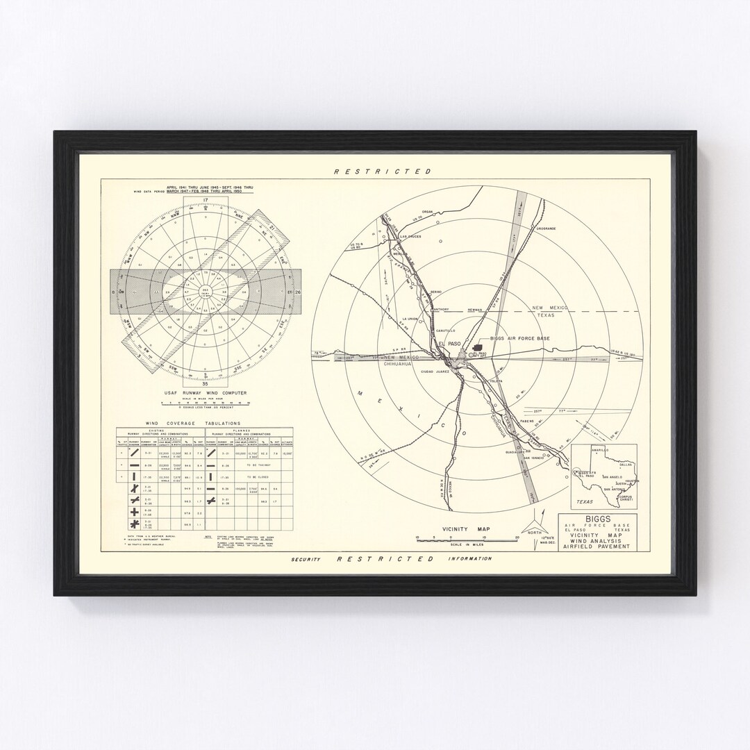 Biggs Air Force Base Vicinity Map 1951 Old Map of Biggs Air Force Base ...