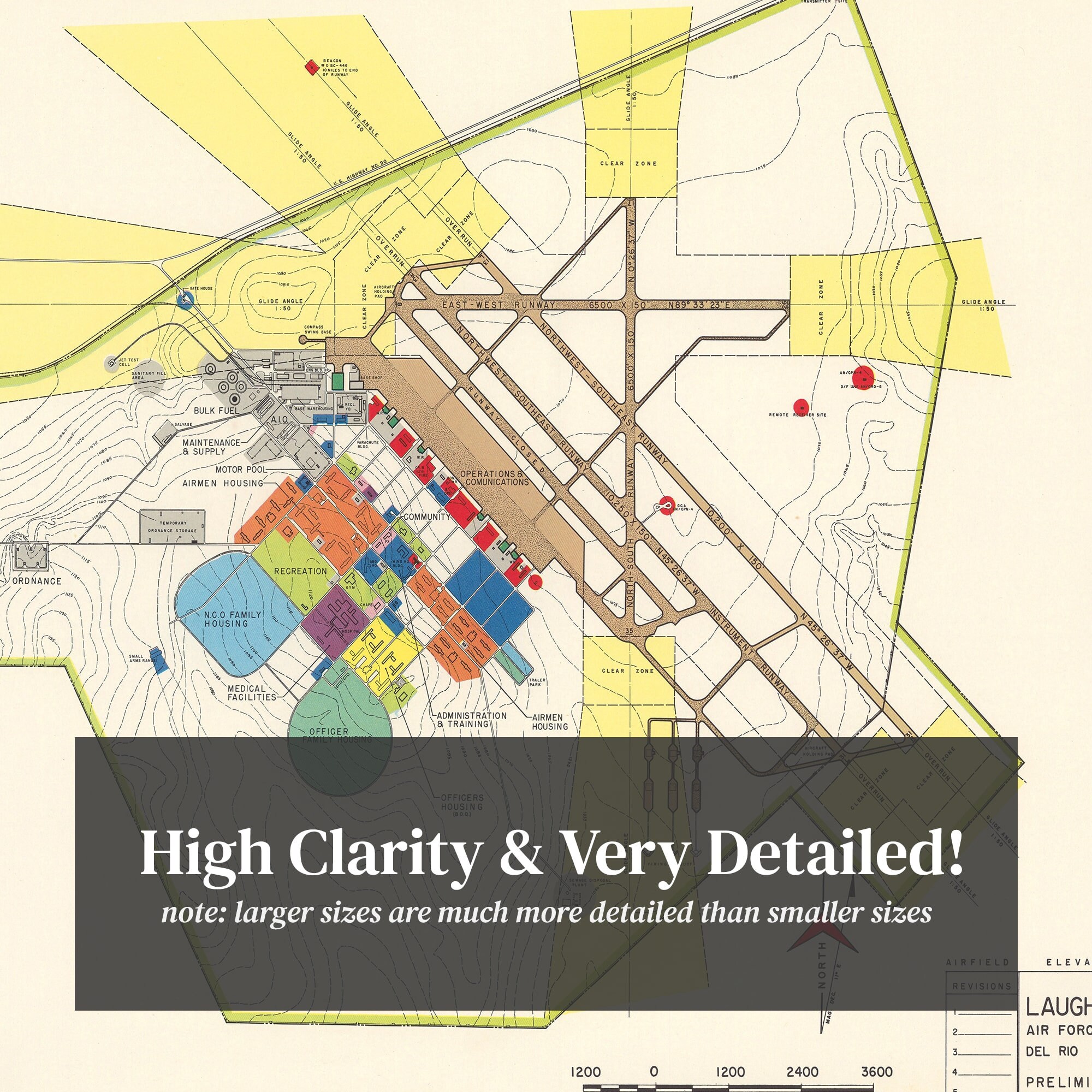 Laughlin Air Force Base Vicinity Map 1951, Vintage Laughlin Air Force ...