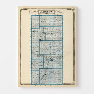 Madison County IN Map 1876 Old Map of Anderson Indiana Art - Etsy
