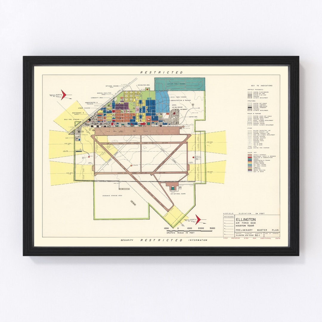 Ellington Air Force Base Vicinity Map 1953, Vintage Ellington Air Force ...