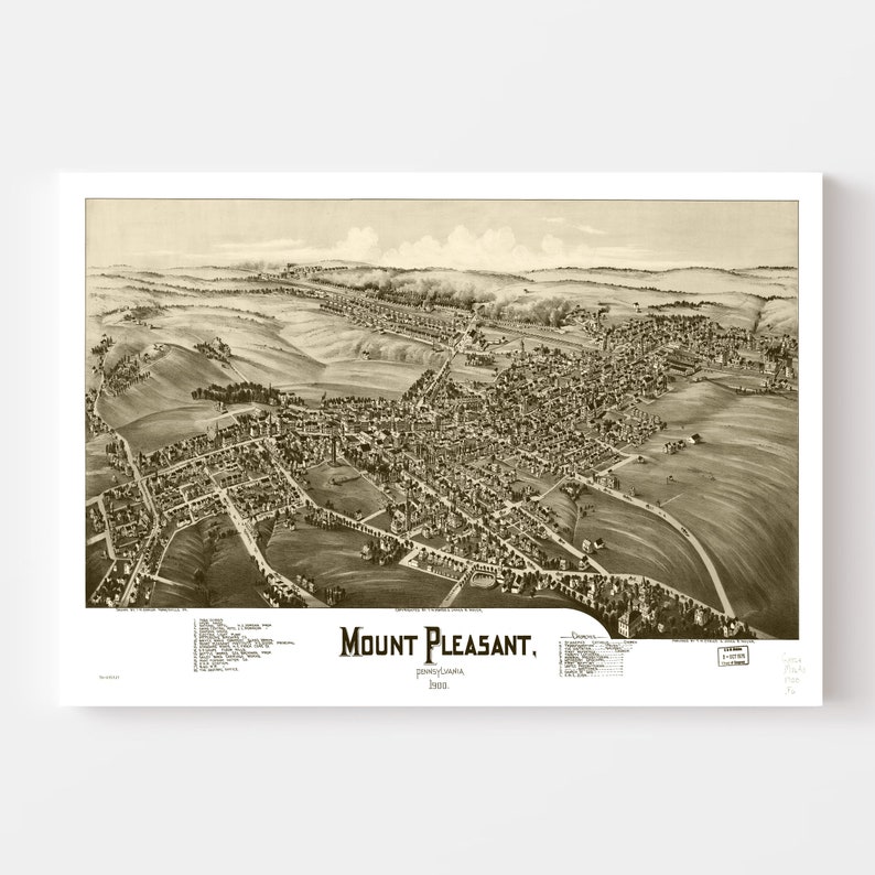 Mount Pleasant Map 1900 Old Map of Mount Pleasant - Etsy
