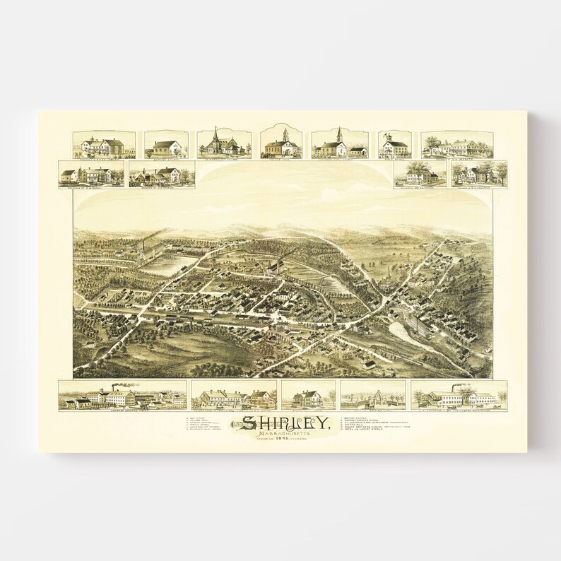 Shirley Map 1892 Old Map of Shirley Massachusetts Art - Etsy