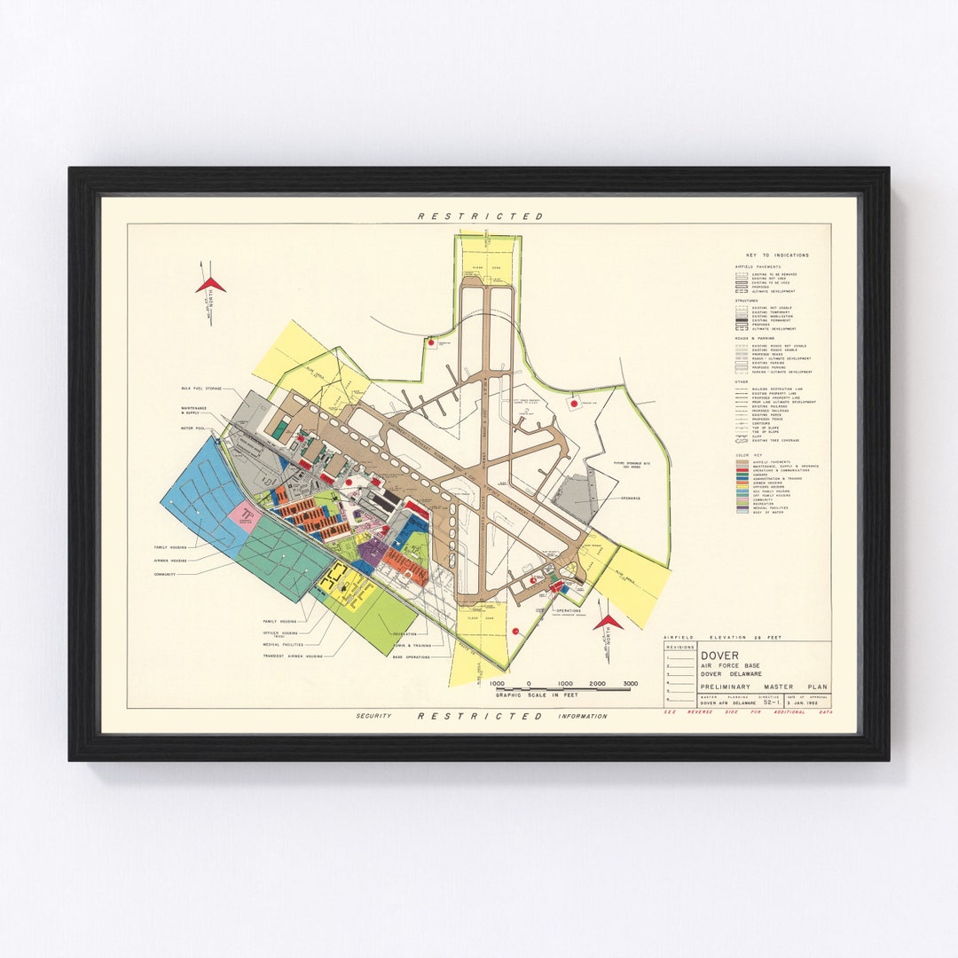 Dover Air Force Base Map 1952 Old Map of Dover Air Force Base Art ...