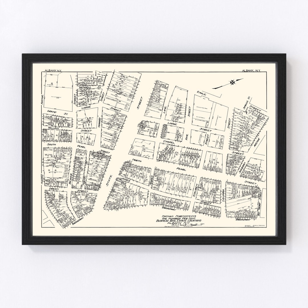 Albany Map 1929, Vintage Albany Map, Old Albany New York Art, Wall Art ...