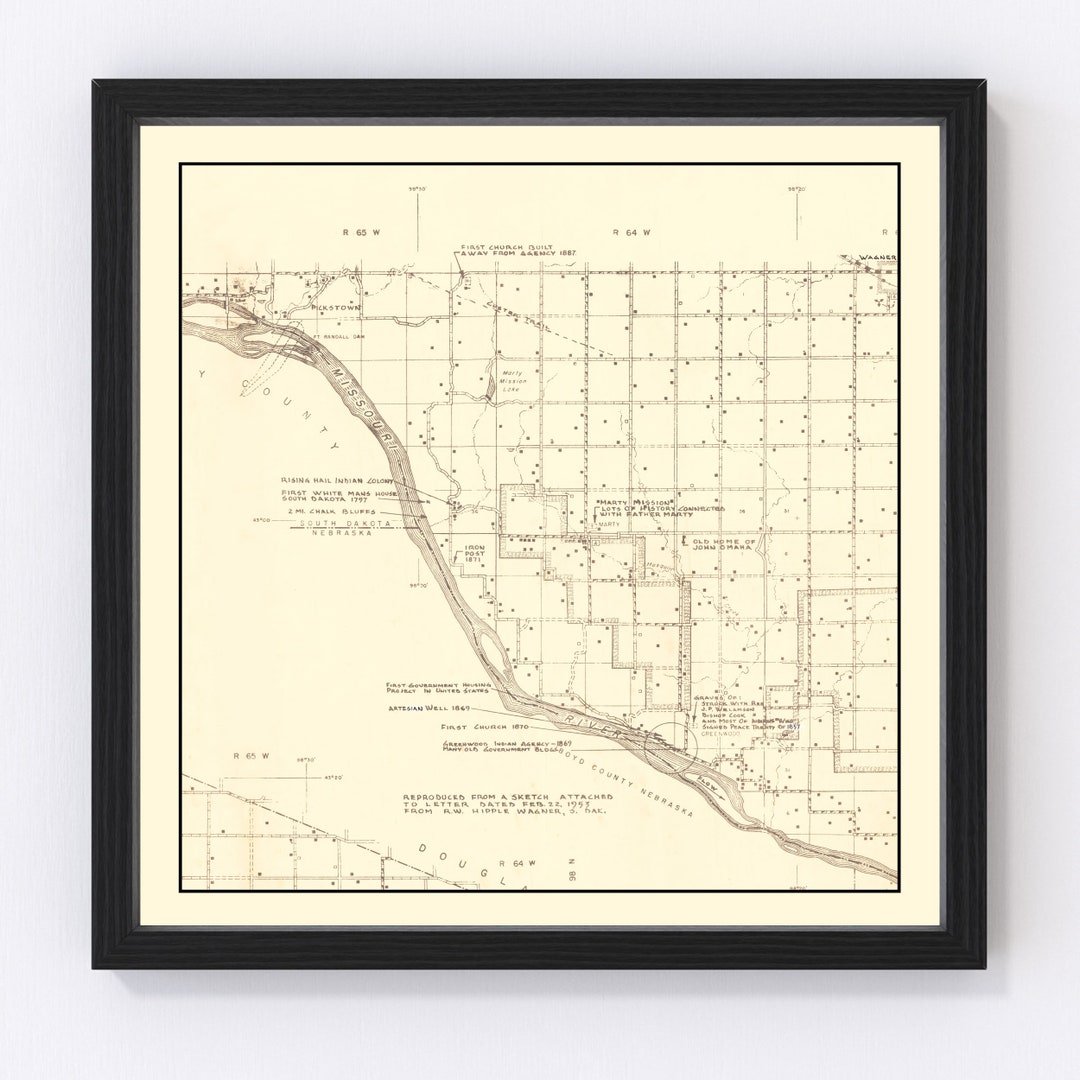 Charles Mix County Map 1953, Vintage Charles Mix County Map, Old ...