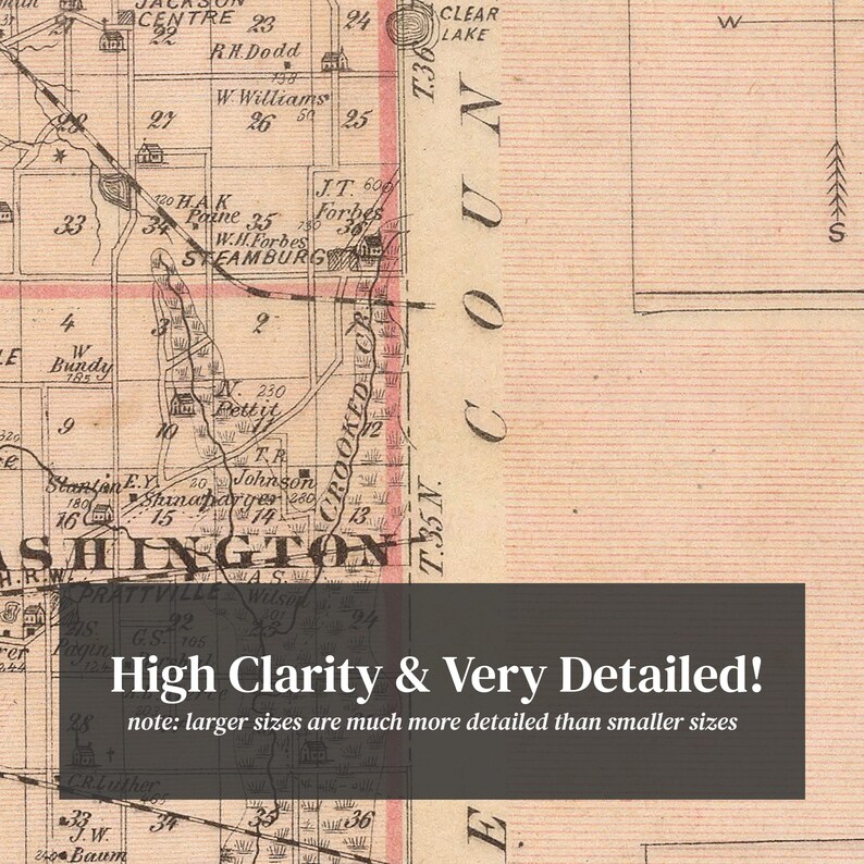 Porter County Map 1876, Vintage Porter County Map, Old Porter County ...