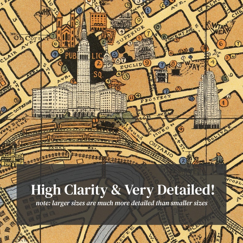 Cleveland Map 1928 Old Map of Cleveland Ohio Art Vintage - Etsy