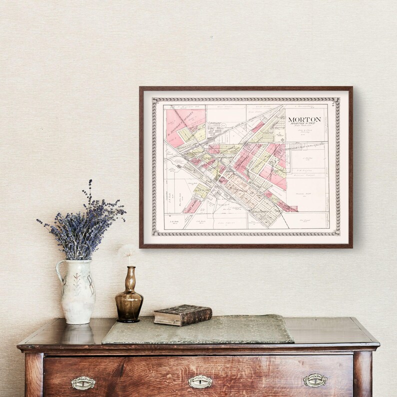 Morton Map 1929, Vintage Morton Map, Old Morton Illinois Art, Wall Art ...