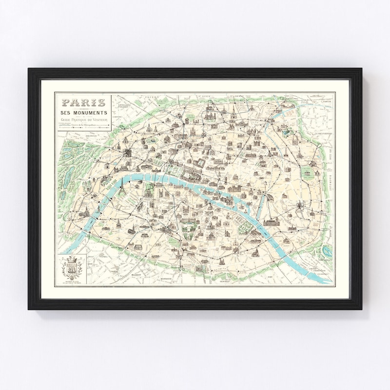 Vintage Paris Map - Etsy