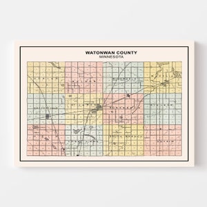Watonwan County MN Map 1907 Old Map of Minnesota Art Vintage Print ...