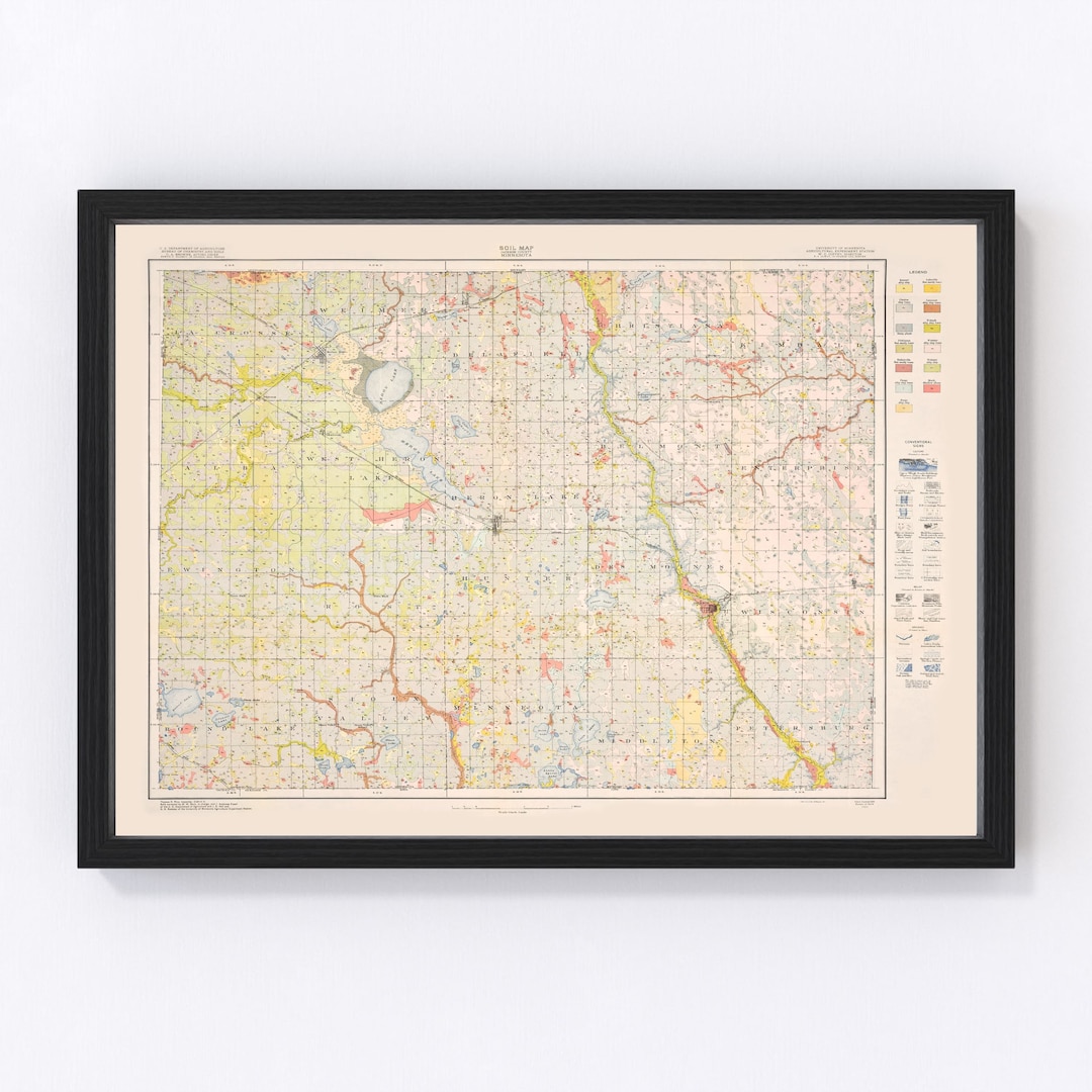 Jackson County MN Map 1923 Old Map of Minnesota Art Vintage Print ...